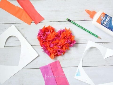 Textured Tissue Paper Heart Craft For Kids - Crafty Art Ideas
