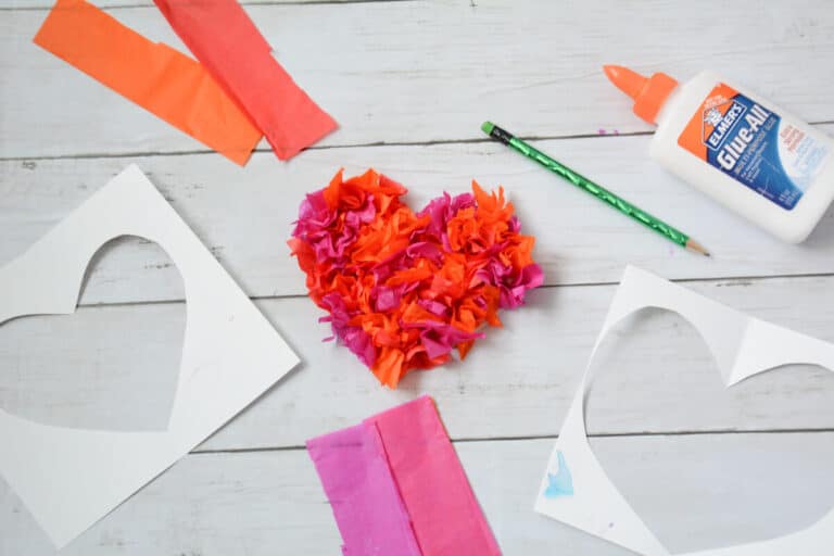 Textured Tissue Paper Heart Craft For Kids - Crafty Art Ideas