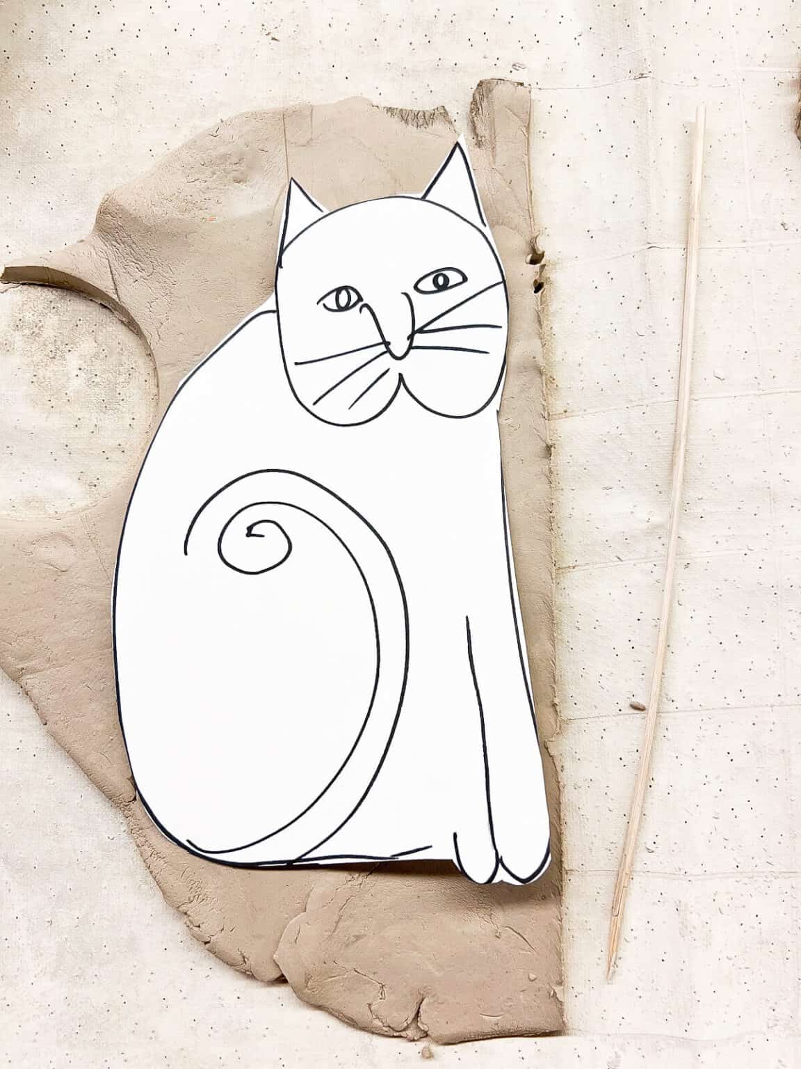 Easy Slab Clay Cat Project For Kids - Crafty Art Ideas