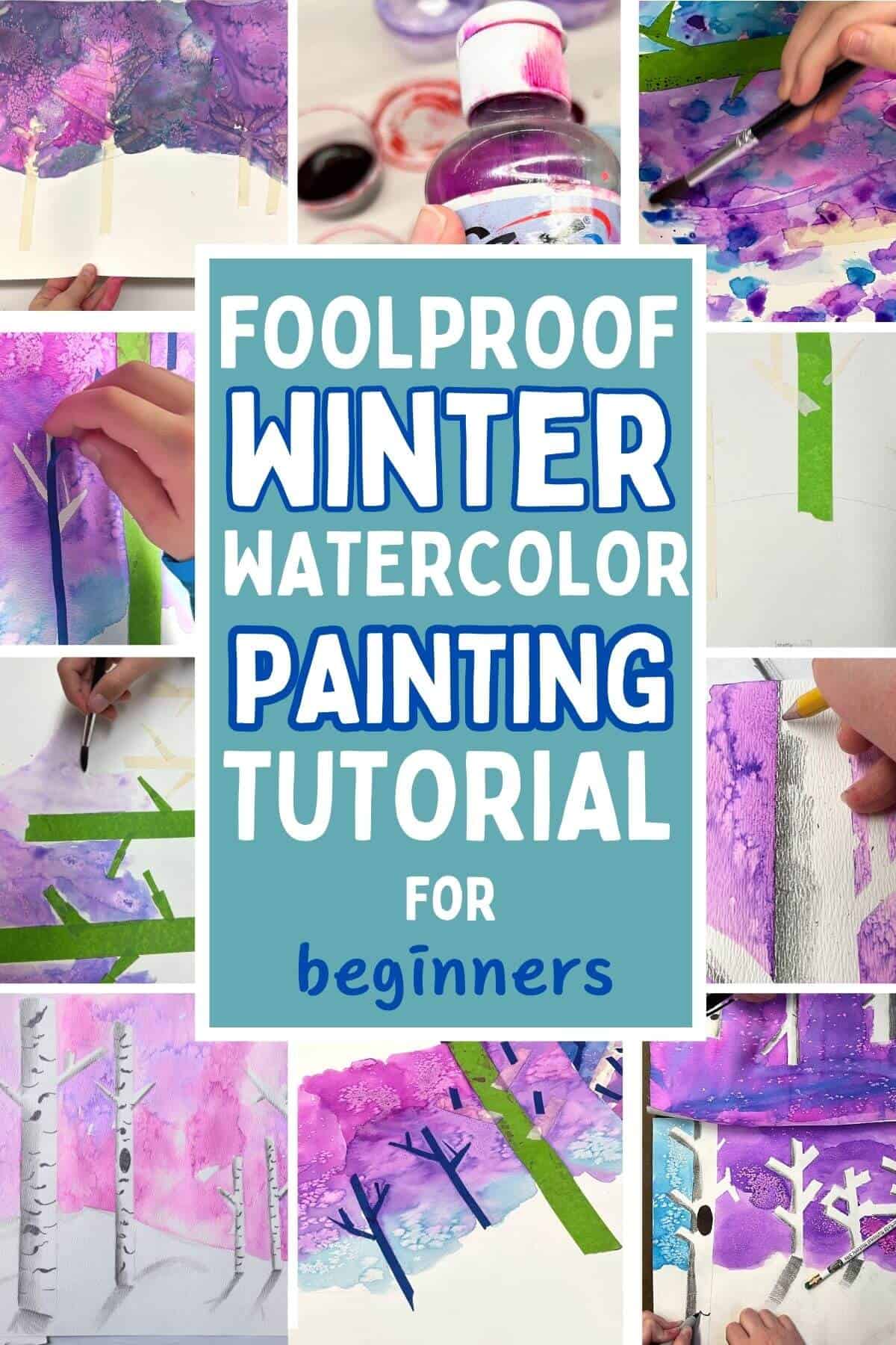 Easy Watercolor Winter Scene Landscape Painting Tutorial - Crafty Art Ideas