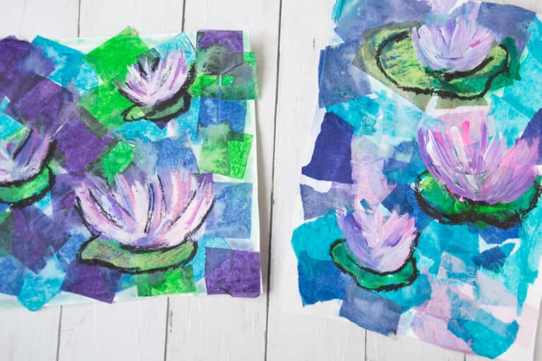 Monet Water Lilies Art Lesson For Kids - Crafty Art Ideas