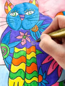 Creative Laurel Burch Patterned Cat Art Lesson For Kids - Crafty Art Ideas