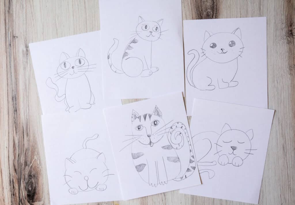 How To Draw Simple Cats For Kids (4 Easy Ways) - Crafty Art Ideas