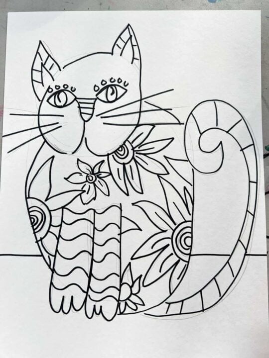 Creative Laurel Burch Patterned Cat Art Lesson For Kids - Crafty Art Ideas