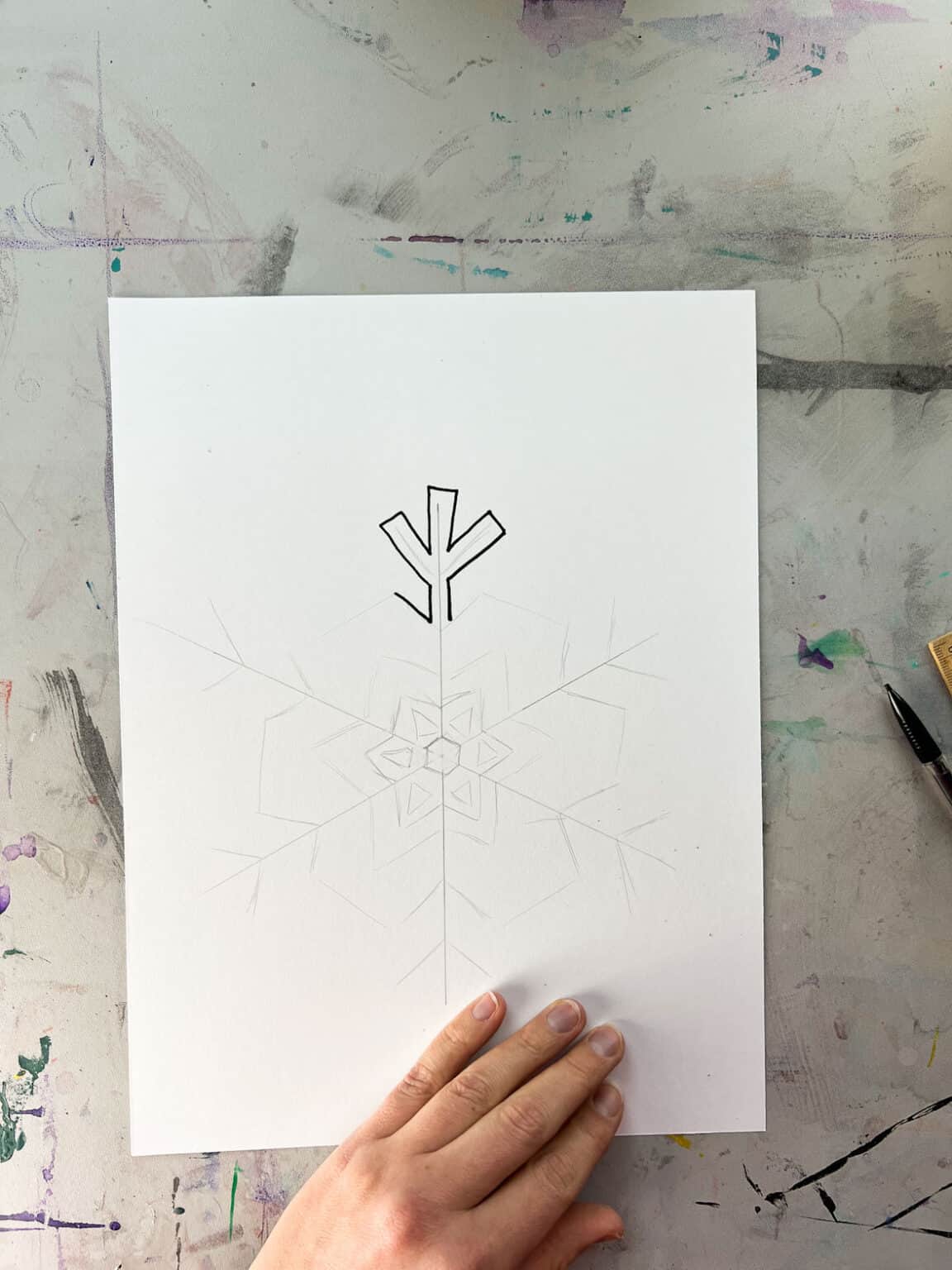 How To Make A Simple Snowflake Drawing - Crafty Art Ideas
