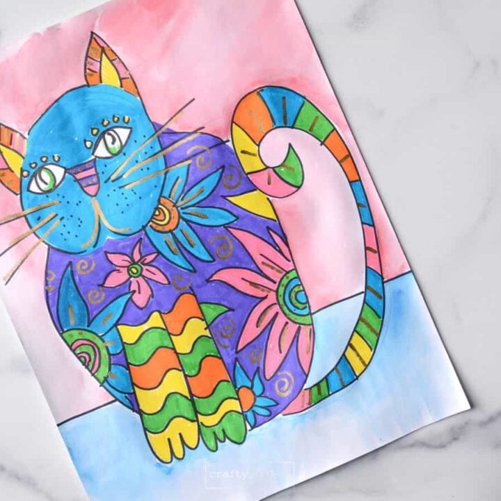 Easy Cat Drawing Inspired By Laurel Burch - Crafty Art Ideas