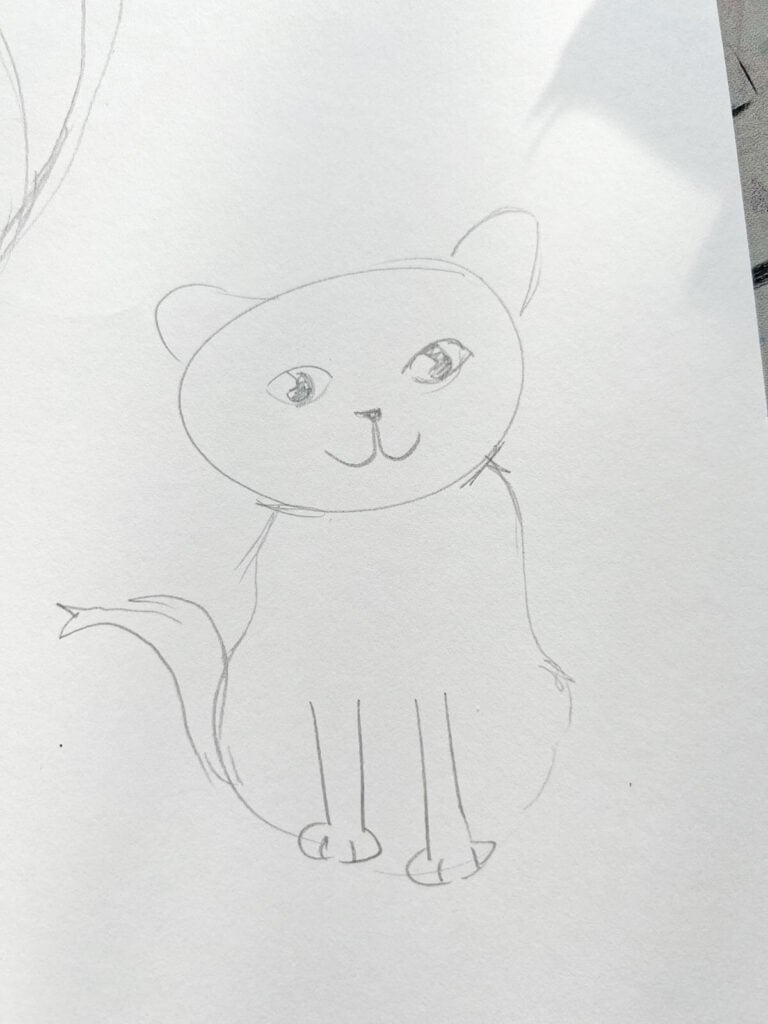 Cute Easy Cat Drawing - Crafty Art Ideas