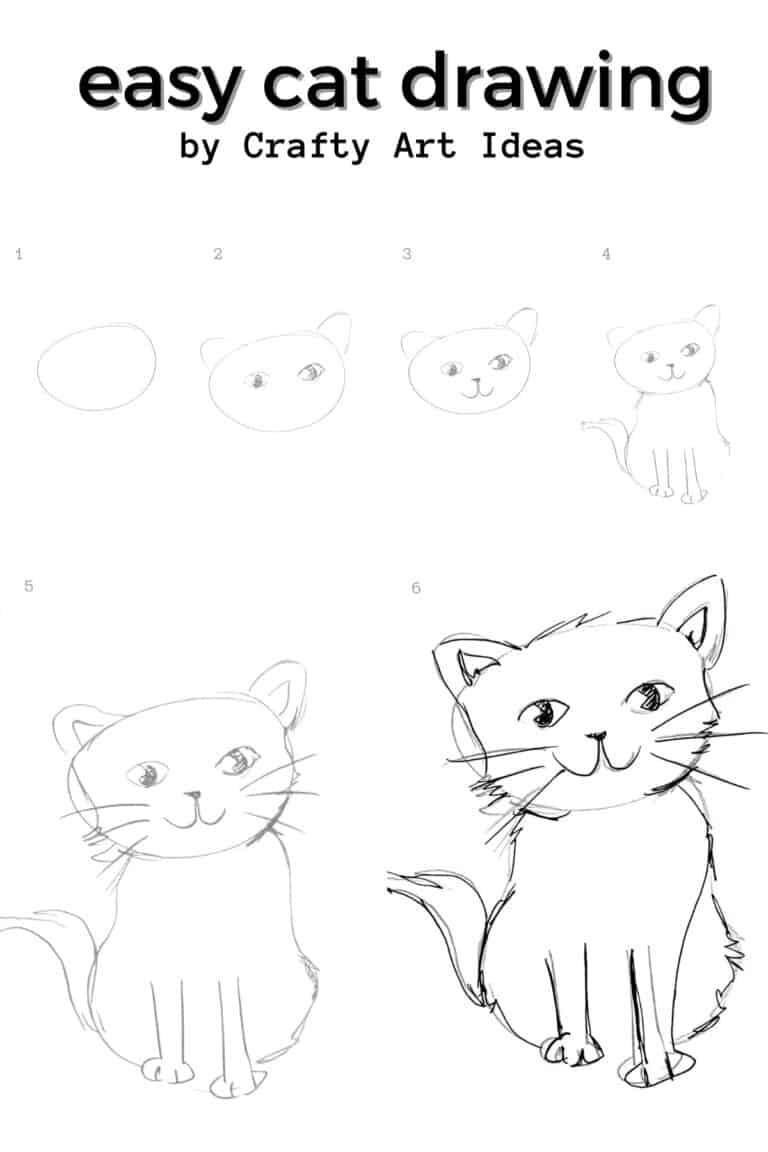Cute Easy Cat Drawing - Crafty Art Ideas