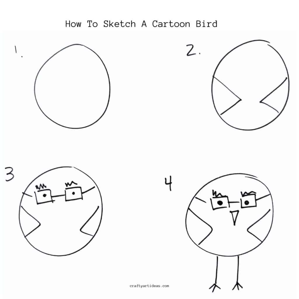 How To Draw Simple Cartoon Birds For Kids - Crafty Art Ideas