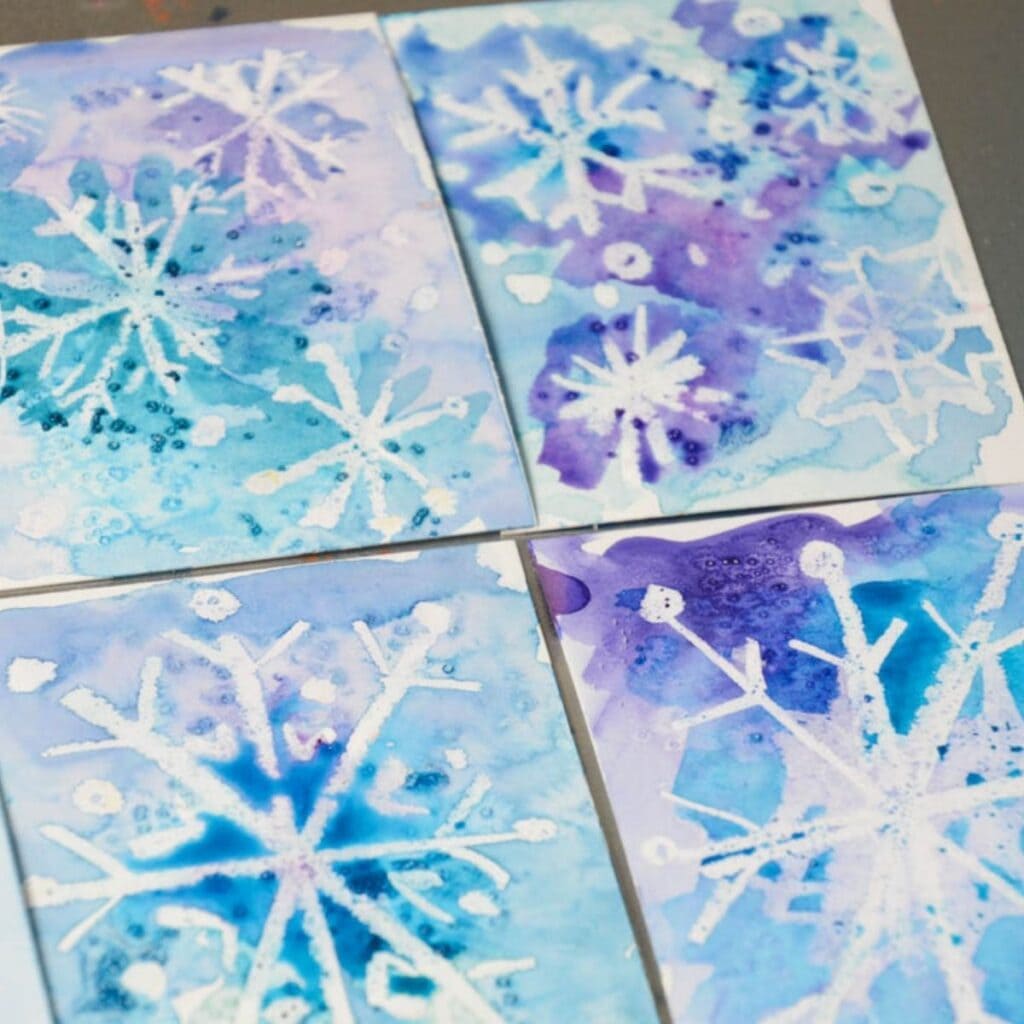 Easy Magic Snowflake Art Idea With Salt and Watercolor - Crafty Art Ideas