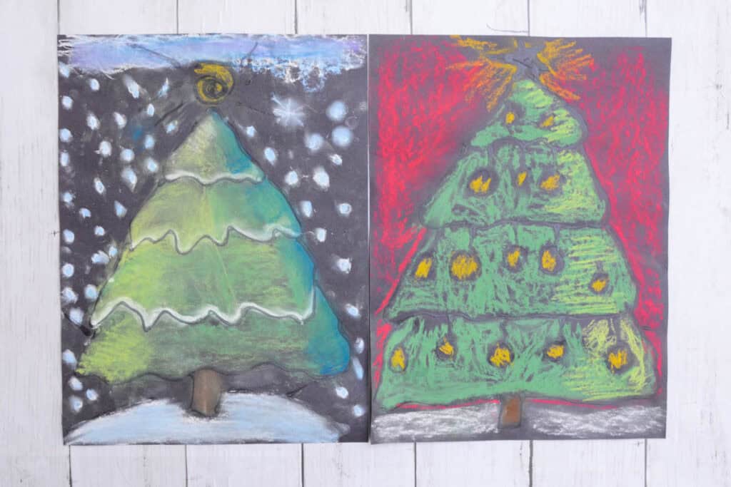 Cool Christmas Tree Chalk Art Project For Kids - Crafty Art Ideas