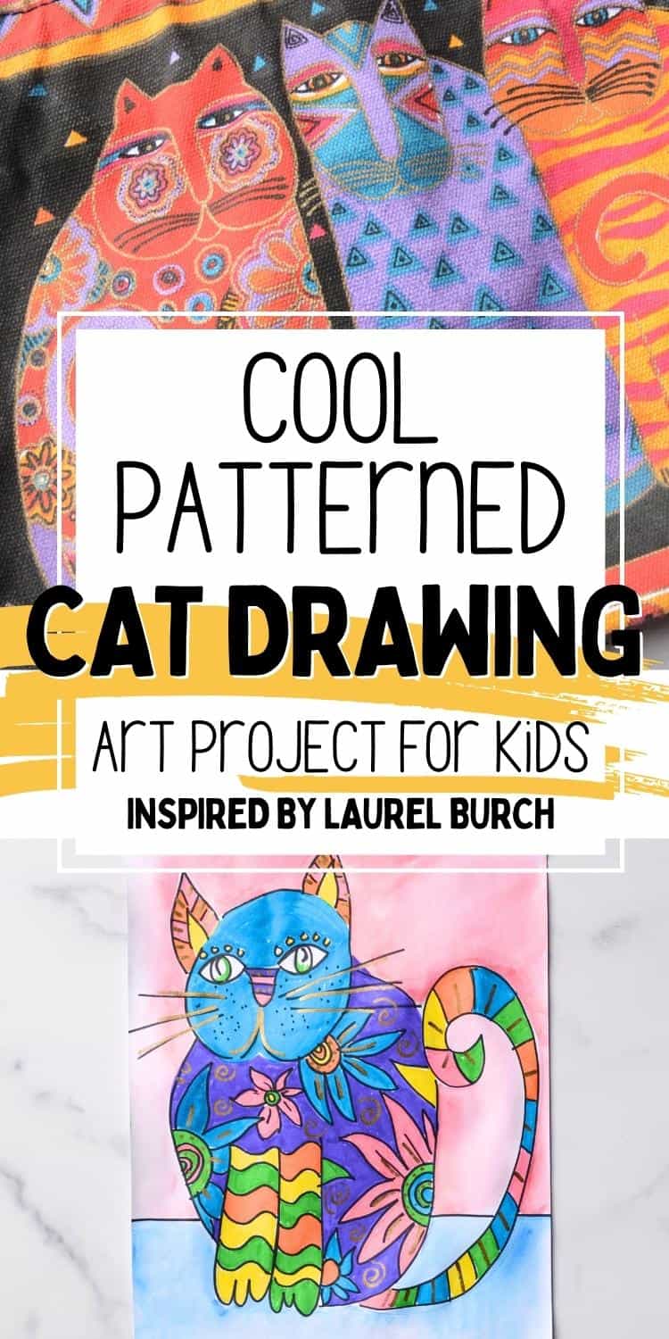 Creative Laurel Burch Patterned Cat Art Lesson For Kids - Crafty Art Ideas