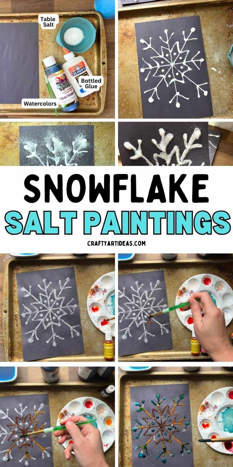 Simple Snowflake Salt Painting For Kids - Crafty Art Ideas